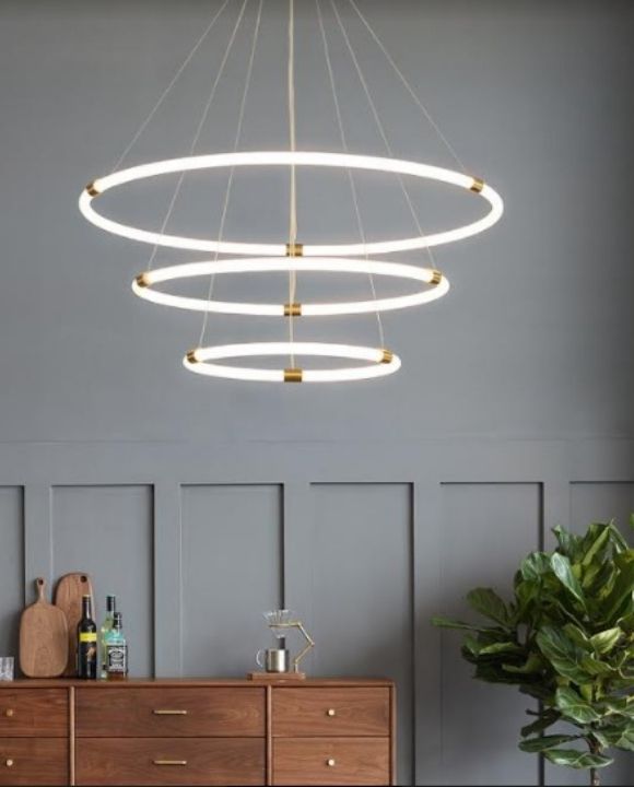 Arken White and Gold 3 Rings LED Pendant Light | Urban Series – TONG ...